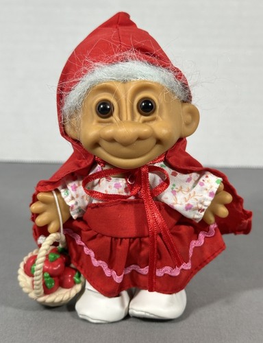 Russ Troll Doll Little Red Riding Hood 5" with Basket & White/Grey Hair ...