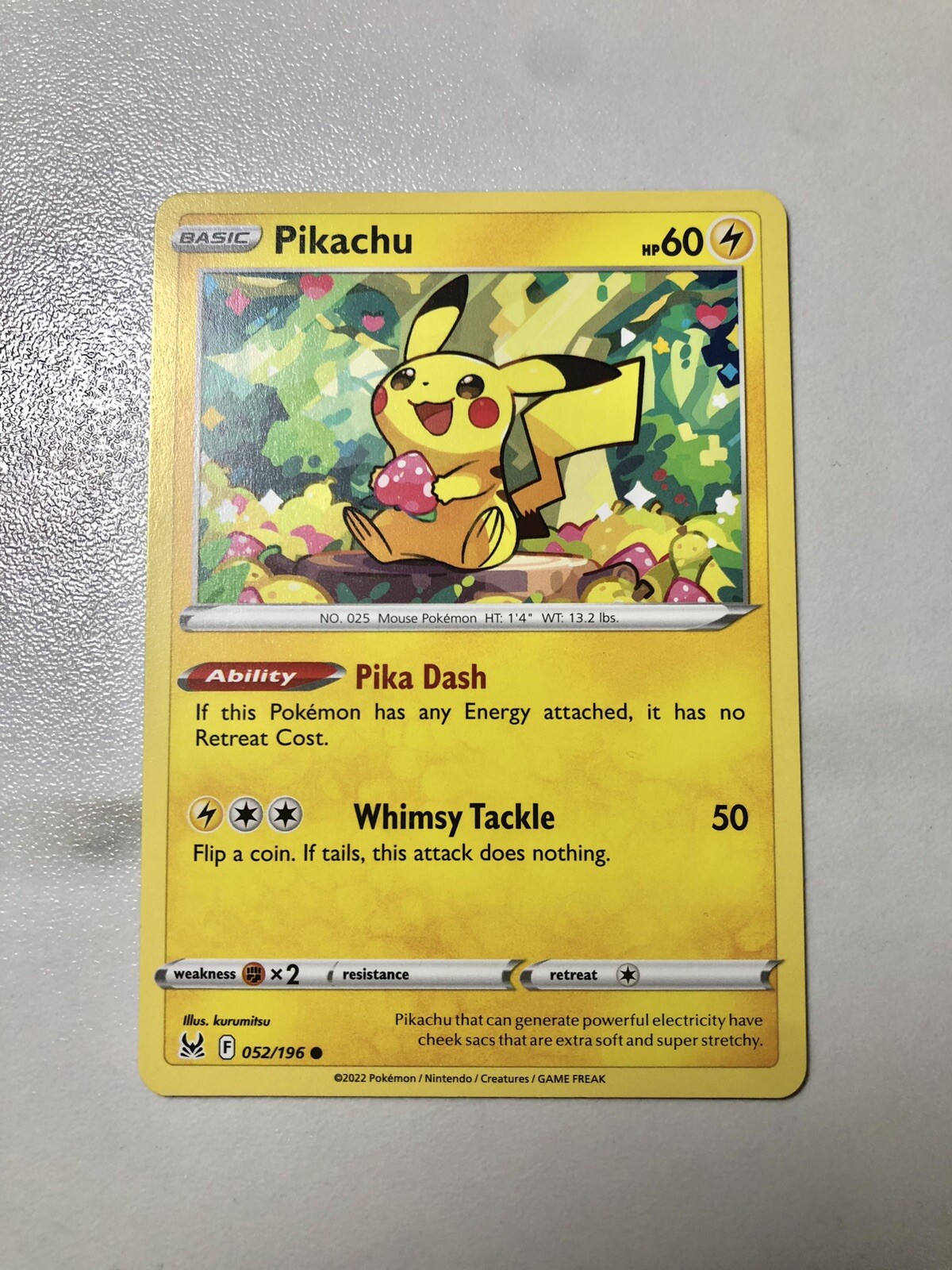 Pikachu 052/196 - Pokemon TCG Lost Origin NM-M Non-Holo Card | eBay