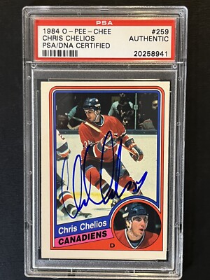 Chris Chelios Signed 1984 O-Pee-Chee Rookie Card #259 PSA/DNA Auto HOF ...