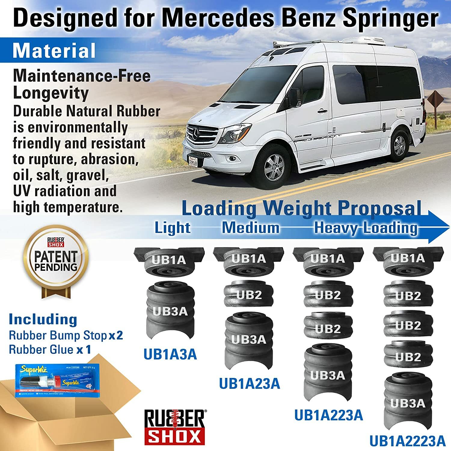 RubberShox Modular Universal Rubber Bump Stops for Mercedes Sprinter ...