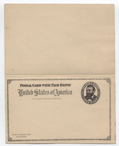 1892 1ct grant mint message/reply postal card UY1 [y10022] | eBay