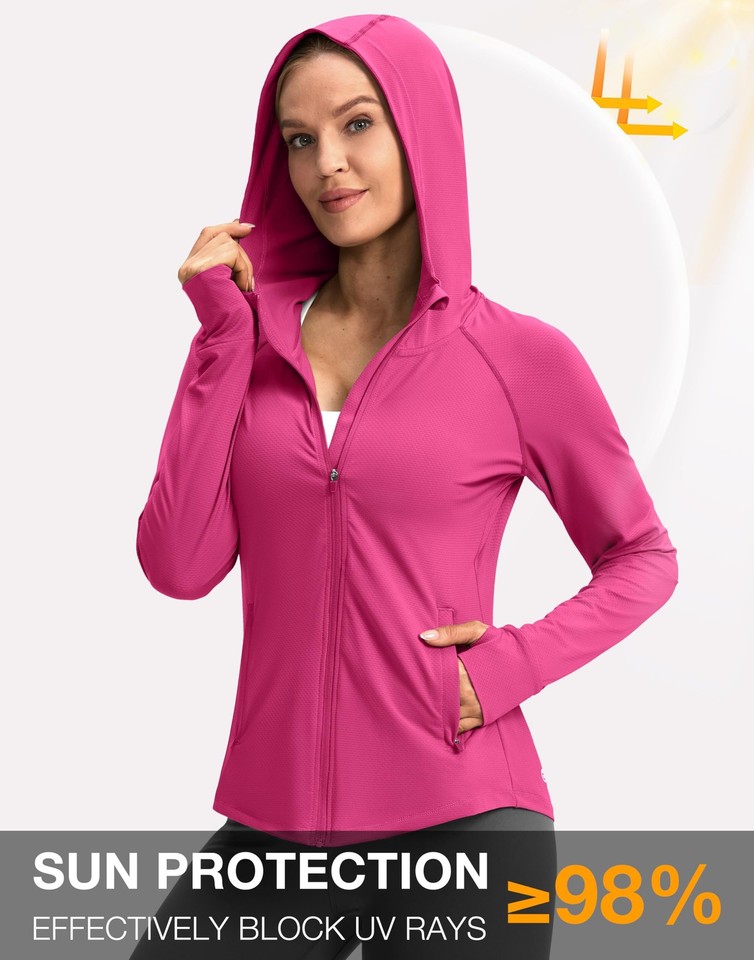 G Gradual Women's UPF 50+ Sun Protection Hoodie Jacket Lightweight Zip ...