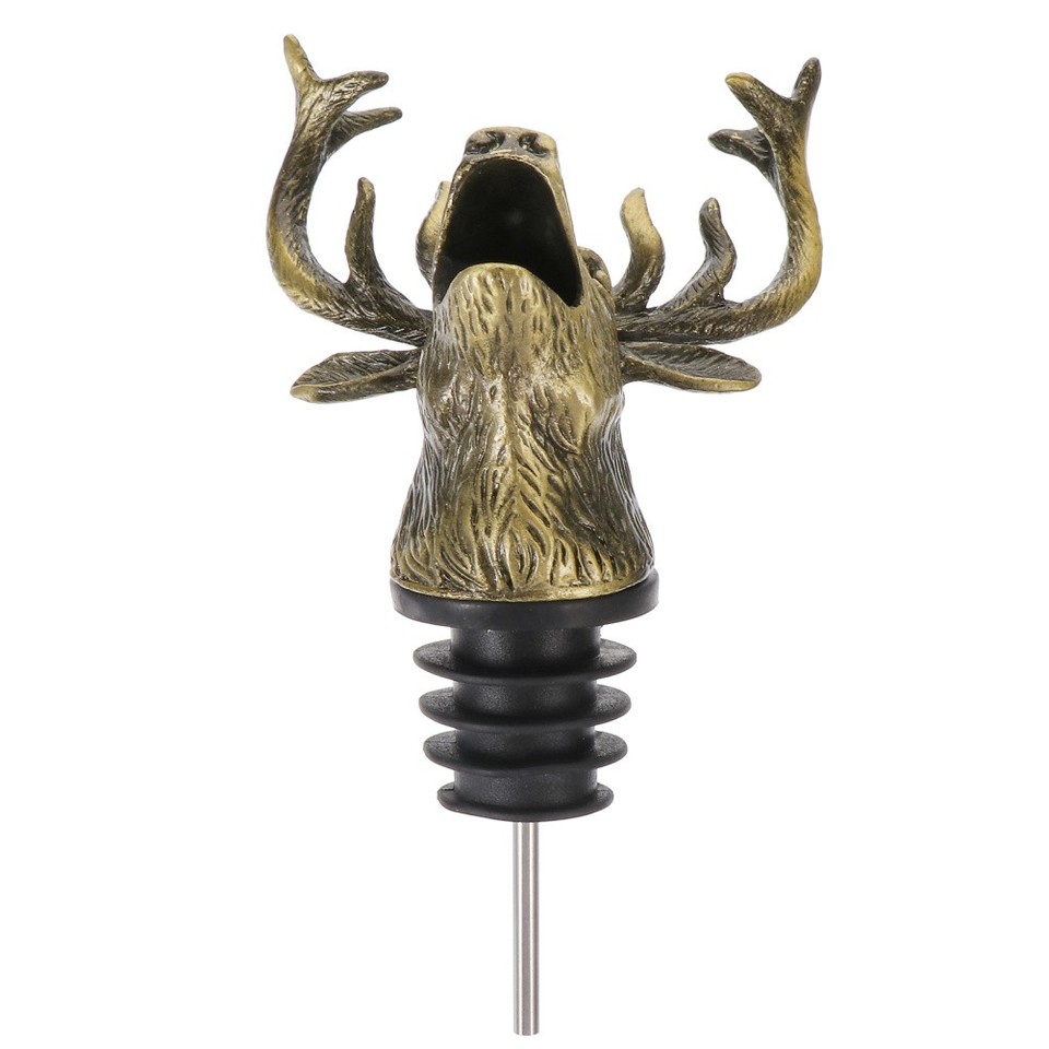 Decorative Elk Head Wine Pourer Zinc Alloy Bottle Stopper For Wine ...