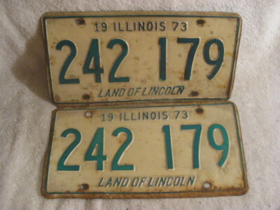 Illinois 1973 License Plate Matched Pair # 242 179 | eBay