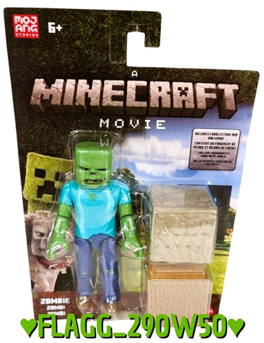 NEW! Minecraft Movie ZOMBIE 4" Figure Cobblestone & Oak Wood 2025 ...