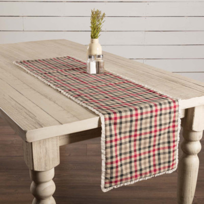 New Primitive Rustic Cabin Lodge Red Green Check Plaid Ruffled Table ...
