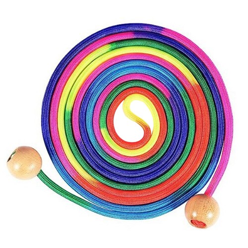 5m Rainbow Long Rope Group Skipping Rope Wooden Ball Handle for School ...