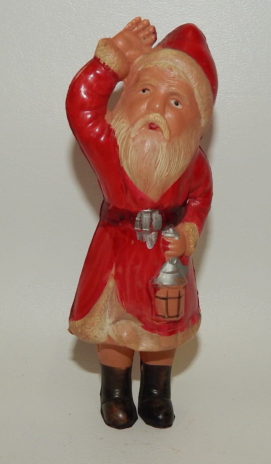 Antique Thin Celluloid Santa Claus Holding Lantern Christmas Figurine ...