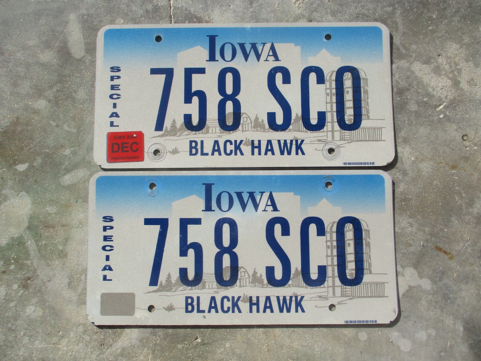 Iowa 2005 SPECIAL license plate pair # 758 SCO | eBay