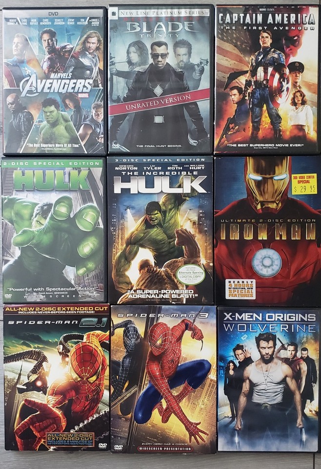 HUGE LOT OF 25 MARVEL SUPERHEROES DVD MOVIES AVENGERS IRON MAN THOR ...
