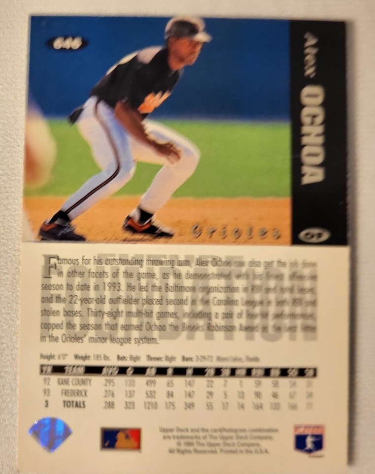 1994 Upper Deck Choice Alex Ochoa SILVER SIGNATURE Baseball Card | eBay