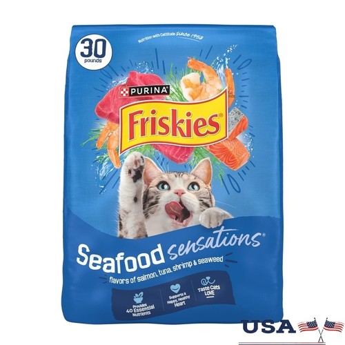 Dry Cat Food Seafood Sensations Salmon Tuna Shrimp Kibble 30lb Complete ...