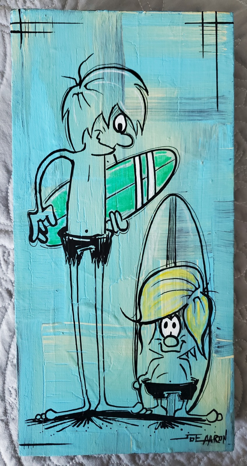 Original "SURFTOONS" Tribute Painting - surf surfing surfboard rat fink ...