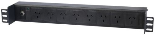 8 Way Power Rail Horizontal Recessed 10A SAA Plug GPO 1RU 19" LED ...