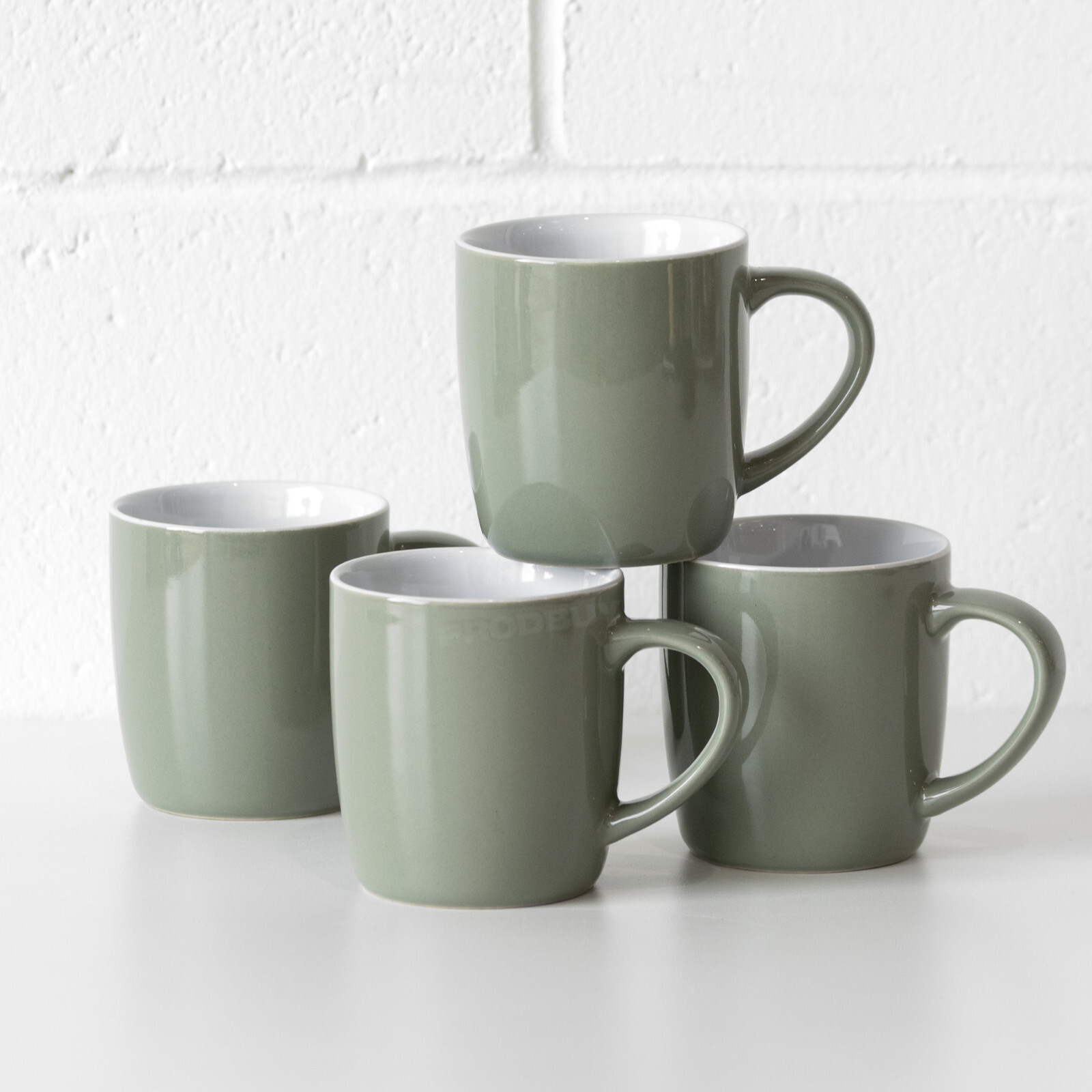 Set of 4 Sage Green Coffee Mugs 10oz Dishwasher Safe Tea Hot Chocolate ...