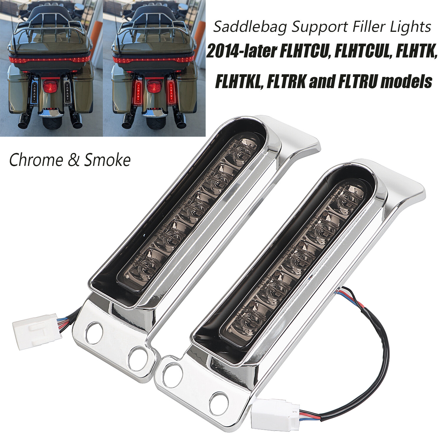 Auxiliary LED Lamp Rear Fender Lighting For Harley Road Electra Glide ...