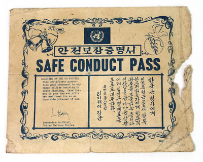 KOREAN WAR UNITED NATIONS MILITARY SAFE CONDUCT PASS | eBay