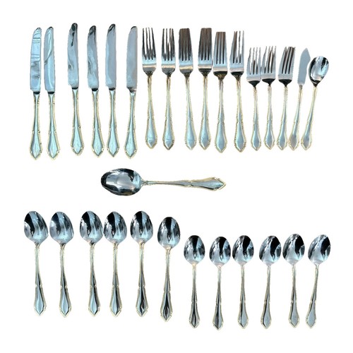 Cambridge MELINDA Stainless Gold Accent Silverware Flatware Set of 30 ...