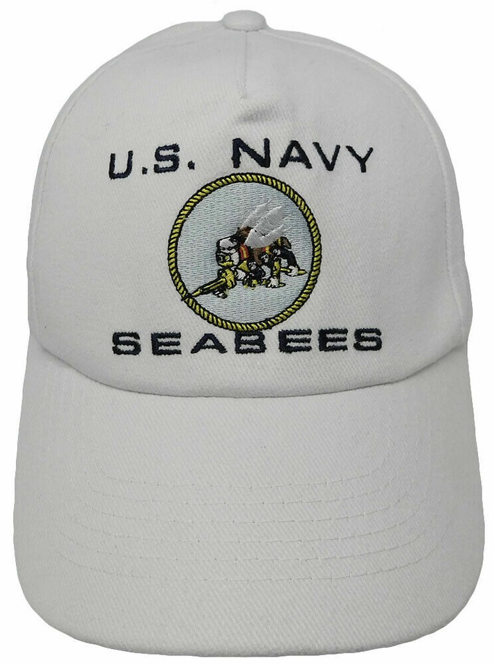 Embroidered Military White Navy Seabees Embroidered Baseball Hat Cap ...