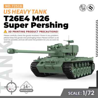 SSMODEL 518 1/72 25mm Military Model Kit US T26E4 M26 Super Pershing ...