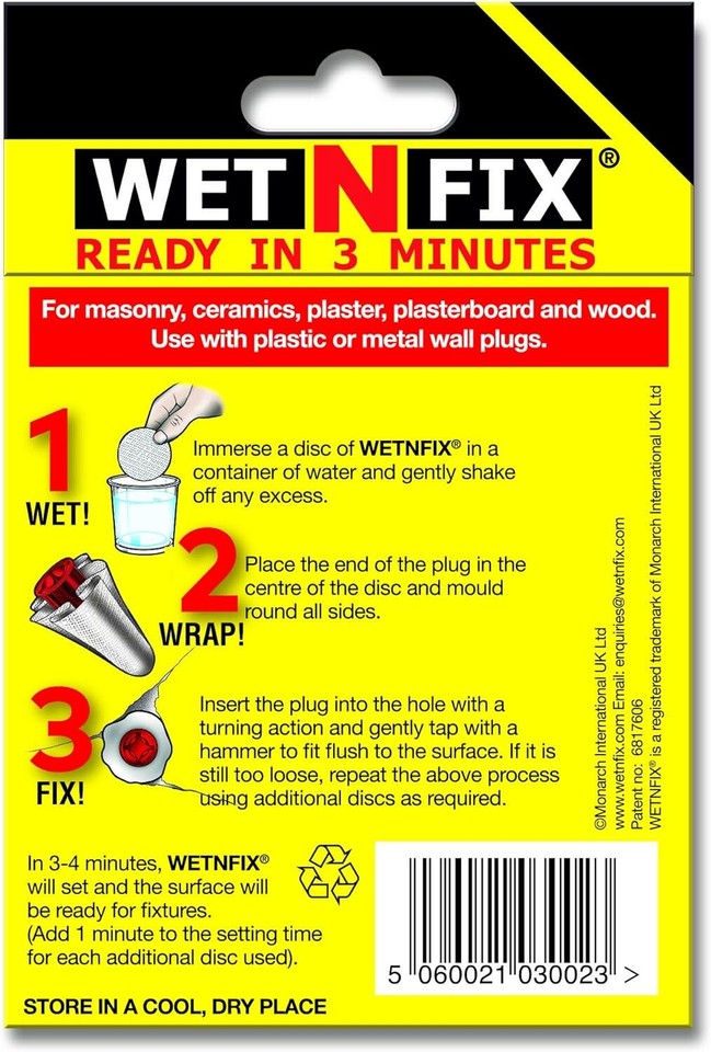 WetNFix Wet N Fix Quick Wall Fixture 20 Disc Pack Fixes Loose Anchor or ...