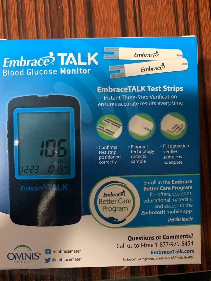 Embrace Blood Glucose Monitoring System Talking Machine No Coding ...