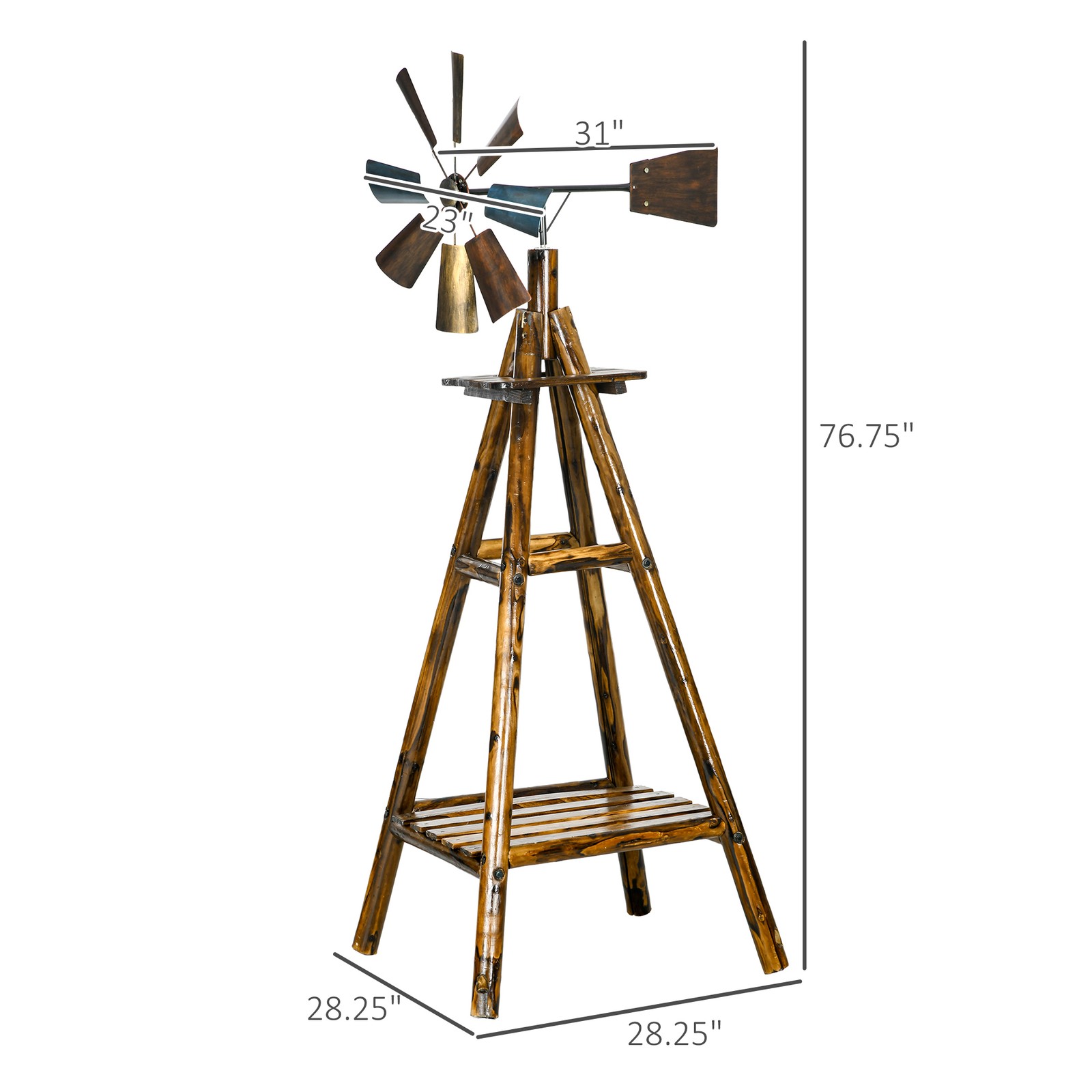 Outsunny Windmill Weathervane with Bottom Shelf Weather Vane, Stained ...