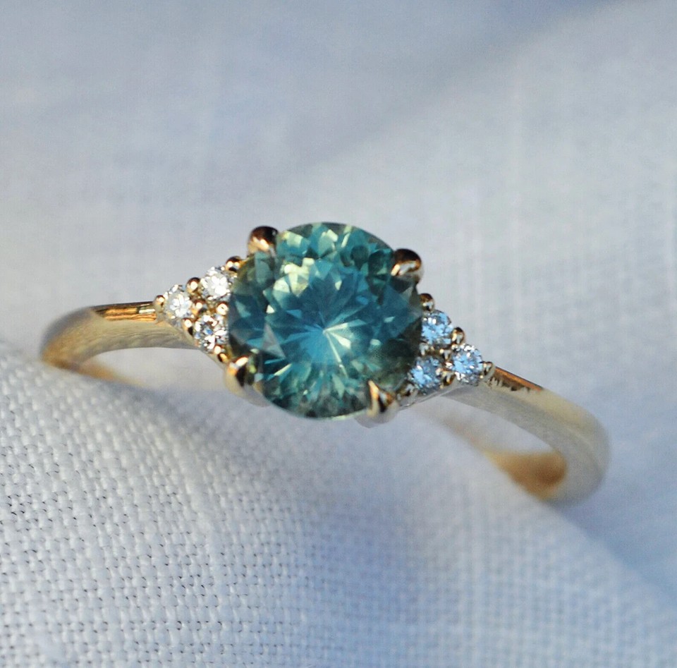 Montana Sapphire &Diamond Ring 18k Yellow Gold Montana Sapphire ...