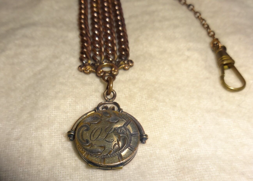 Vintage Chatelaine Chain and Pendant Watch Fob Gold Tone Locket | eBay
