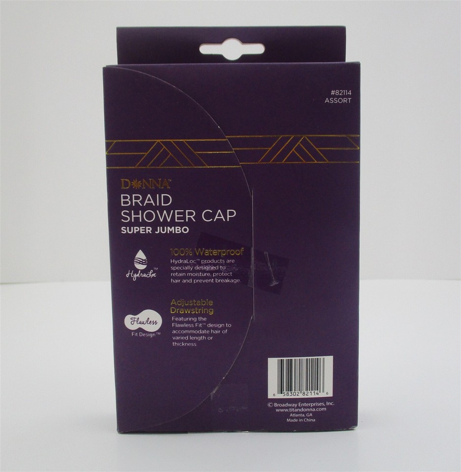 Donna Braid Shower Cap Black Waterproof Adustable Drawstring Premium ...