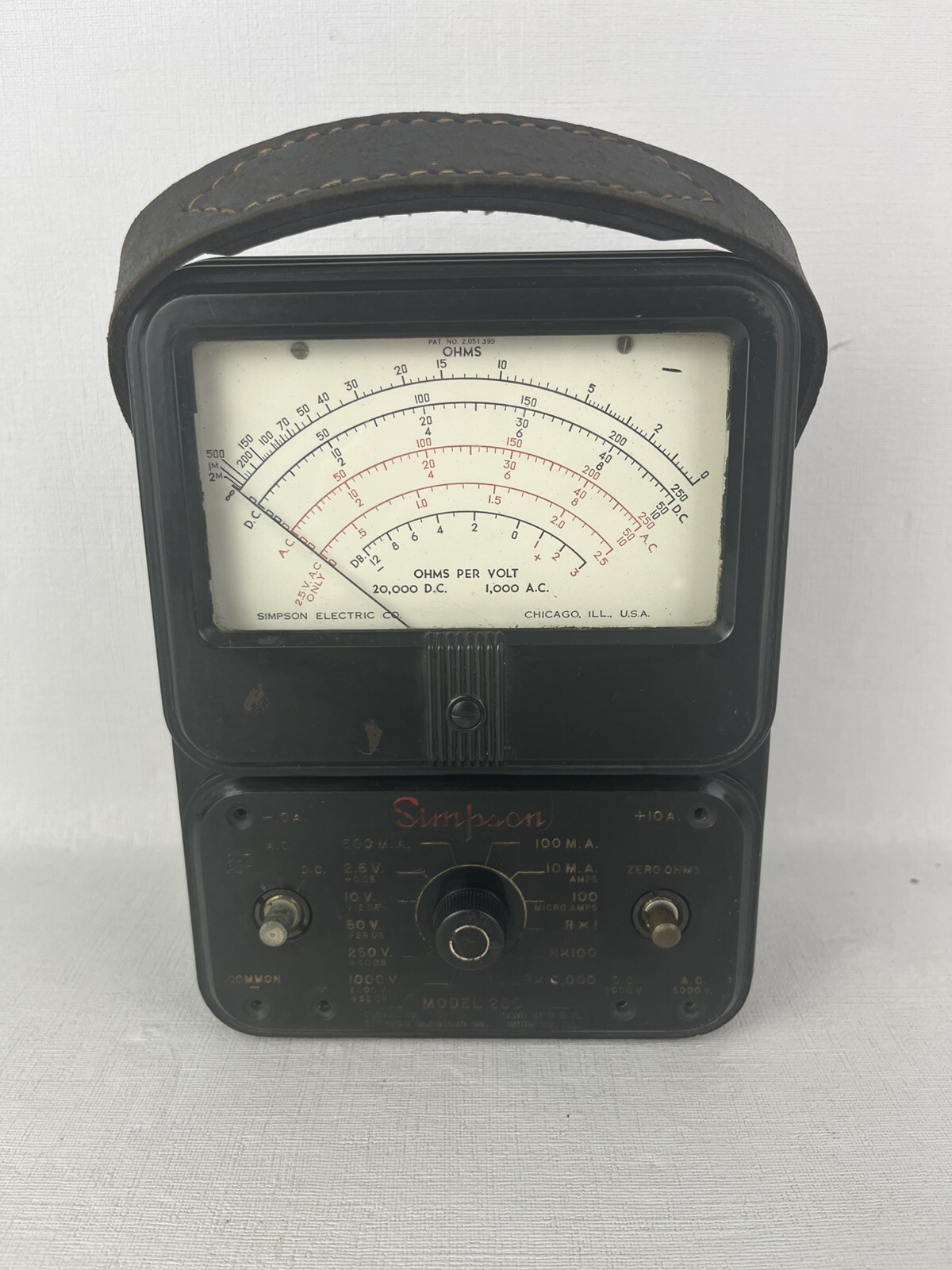 Simpson Analog Multimeter Model 260 Early Model w/ Leather Strap-No ...