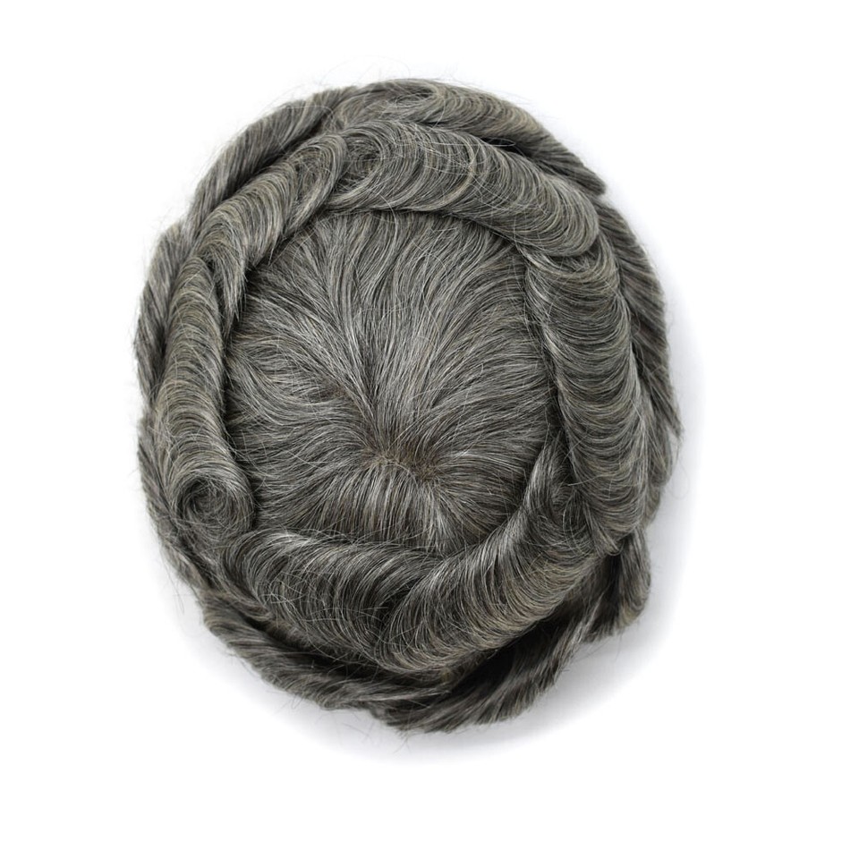 Mens Toupee Human Hair Replacement Full Poly Skin Injected PU System ...