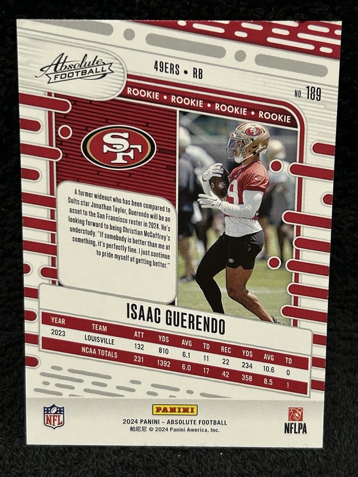 2024 Panini Absolute Isaac Guerendo Rookies Black #189 (RC) San ...