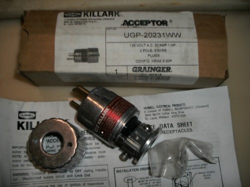 HUBBELL KILLARK UGP-20231WW ACCEPTOR 125 VAC 20A 1 HP 2 POLE 3 WIRE ...