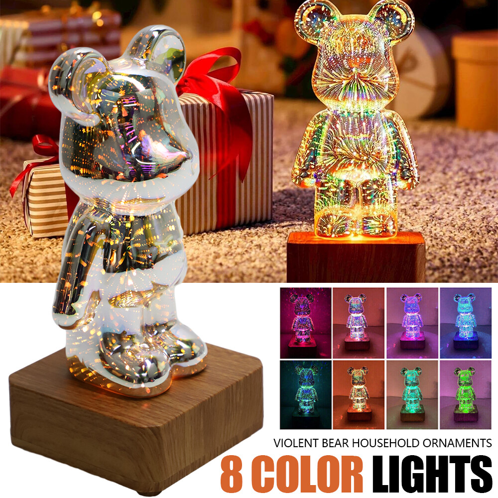 3D Firework Bear Light Luminous Bear Atmosphere Table Lamp Artwork ...