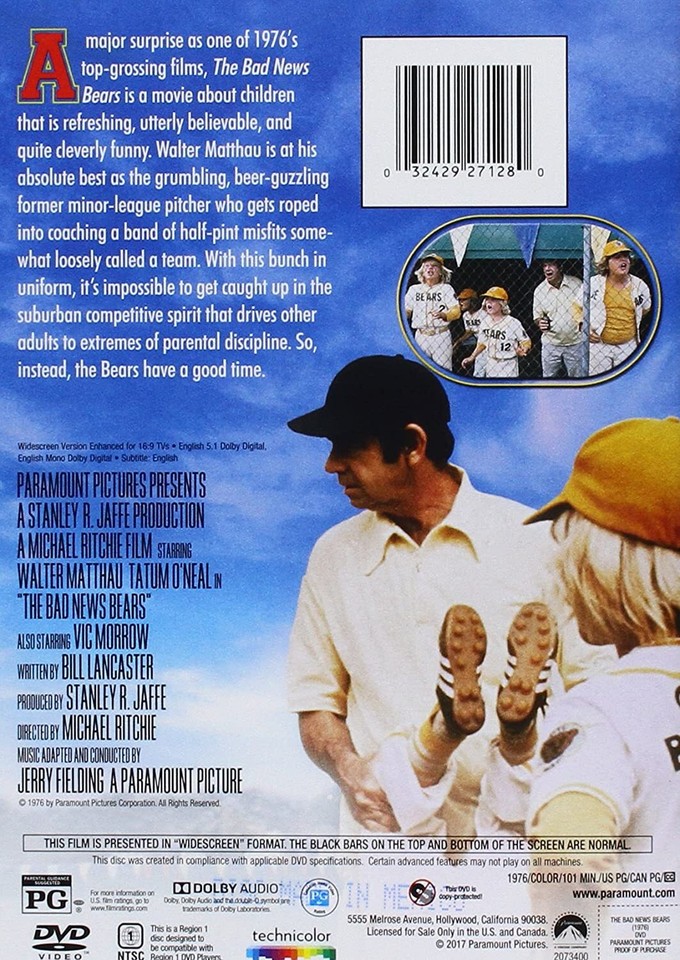 The Bad News Bears (DVD) Walter Matthau Tatum O'Neal Vic Morrow Joyce ...