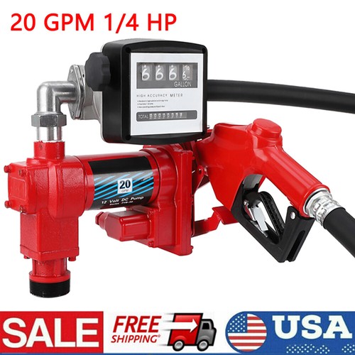 20GPM 1/4 HP 12 Volt Diesel Gasoline Fuel Transfer Pump w/ Digital ...