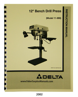 Delta 12" Drill Press Model 11-990 Instruction & Parts List Manual ...