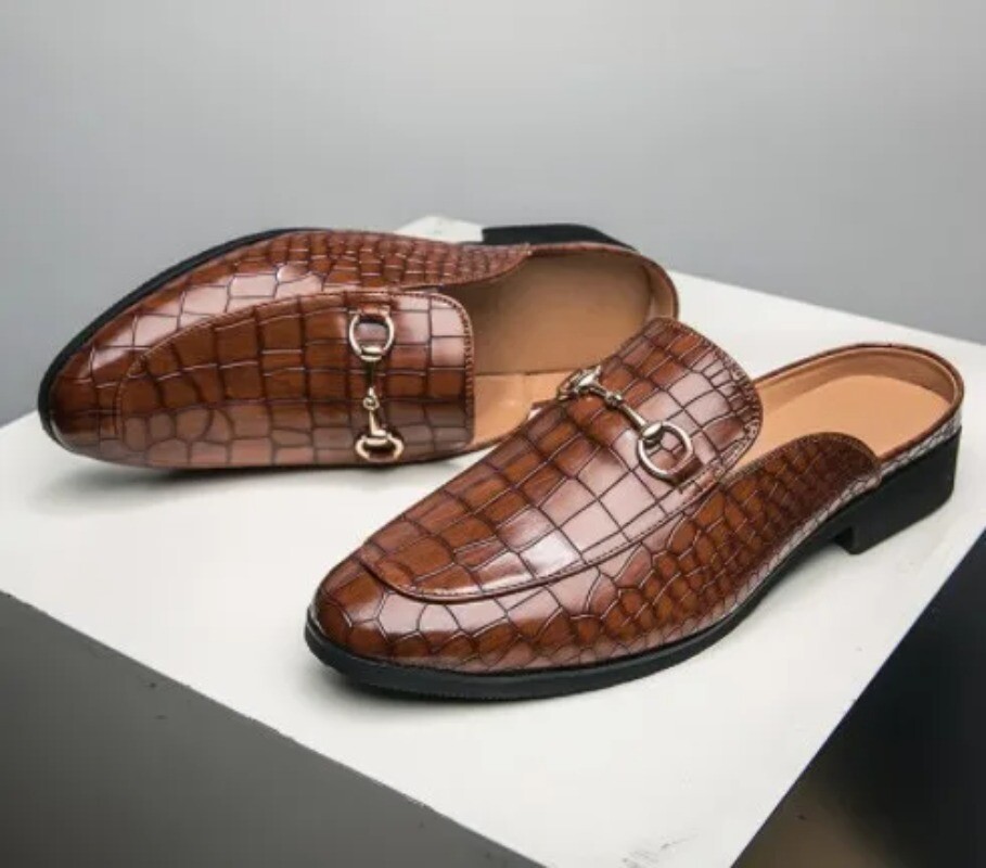 Fashion Men Casual Shoes Half Loafers Slippers Summer Slip On Flats ...
