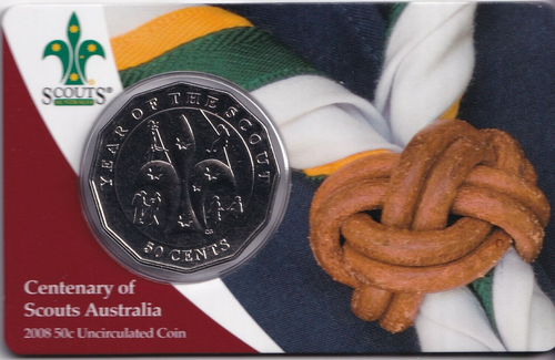 AUSTRALIAN: 2008 50 CENT CENTENARY OF SCOUTS UNC COIN ON CARD #HM424 | eBay