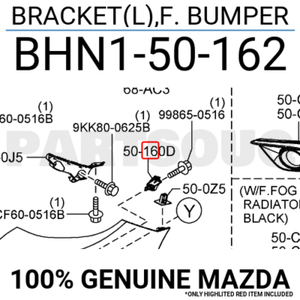 BHN150162 Genuine Mazda BRACKET(L),F. BUMPER BHN1-50-162 | eBay