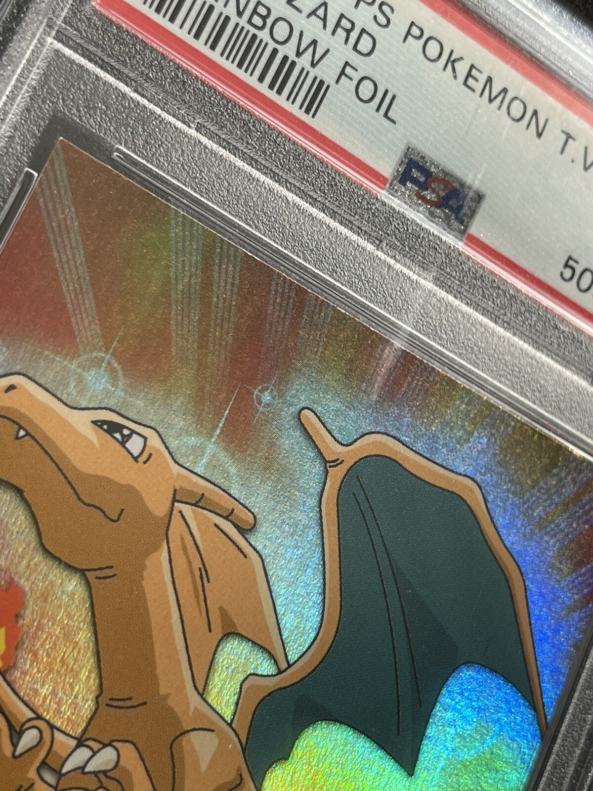 PSA 7 NM~ 1999 Pokemon Topps TV CHARIZARD 🔥 Rainbow Foil #6 1st Print ...