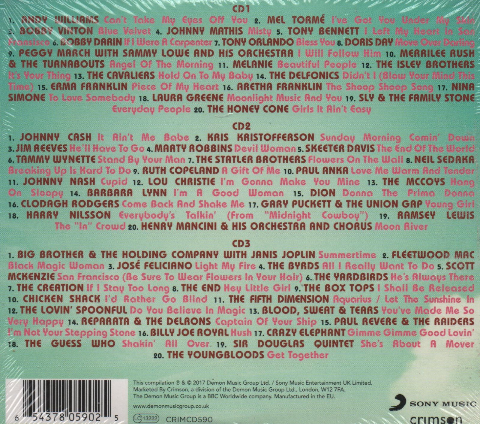 THE 60S LOVE ALBUM - BYRDS DION NEIL SEDAKA JIM REEVES - 3 CDS - NEW ...