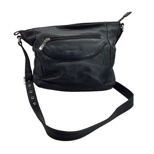 Stone & Co Leather Crossbody Hobo Shoulder Bag Purse Black 13" x 10 ...