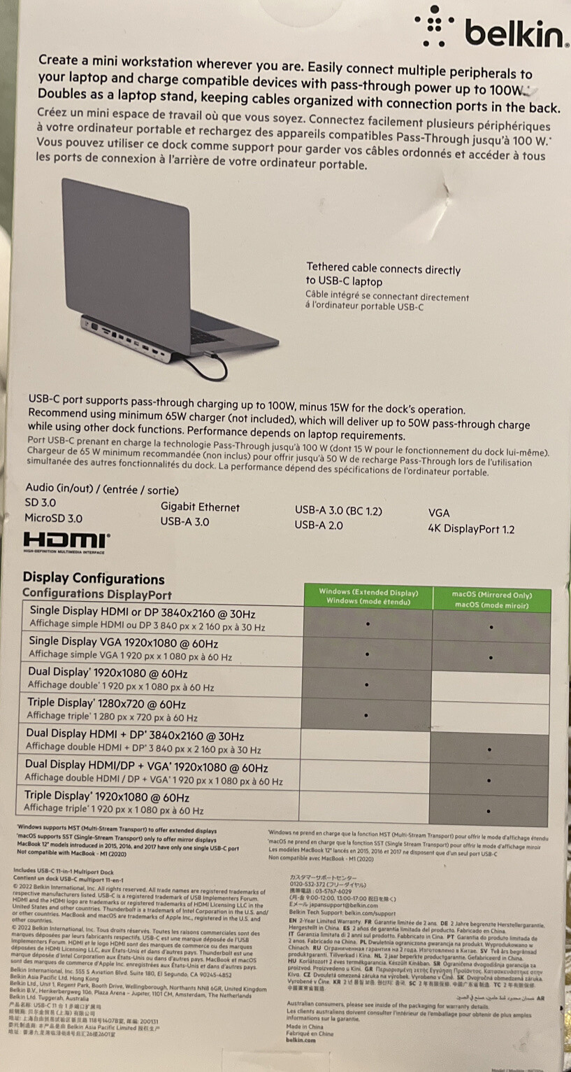 Belkin INC004BTSGY USB-C Docking Station for sale online | eBay