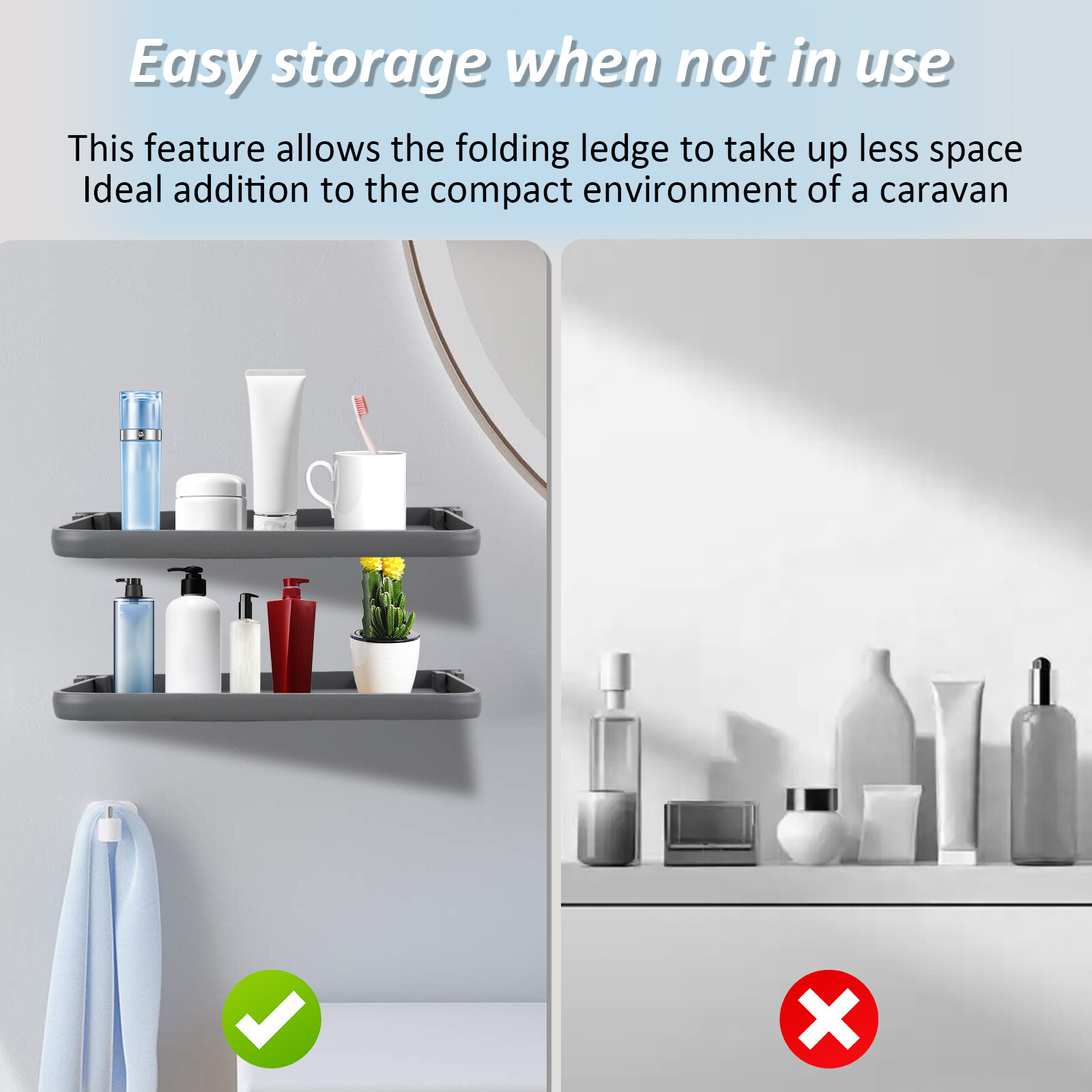 2Pcs RV Aluminum Foldable Shelf Space Saving Fold Down Wall Shelf Wall😺 ...