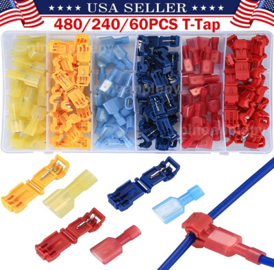 240PCS T-Tap Quick Splice Disconnects Wire Terminal Self-stripping ...