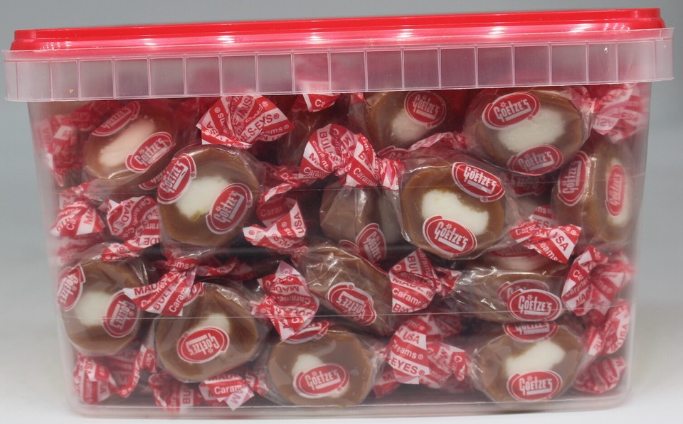 Goetzes Original Caramel Creams Candy Chewy 100 Count Tub Bullseye Bulk ...