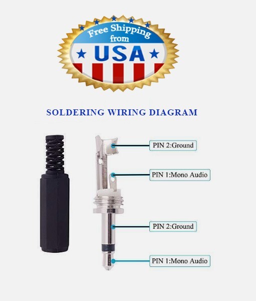 5 X 3.5mm 1/8" DIY Jack Ts 2 Pole Mono Male Plug Replacement/ Repair ...