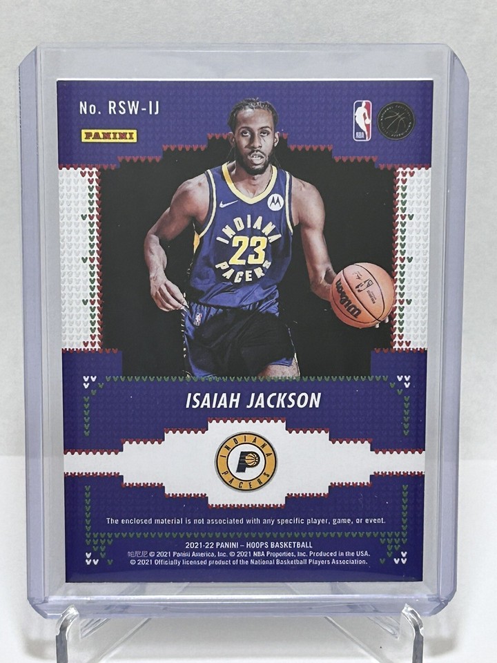 Isaiah Jackson Rookie Sweaters PATCH Panini 2021-22 NBA Hoops Pacers # ...